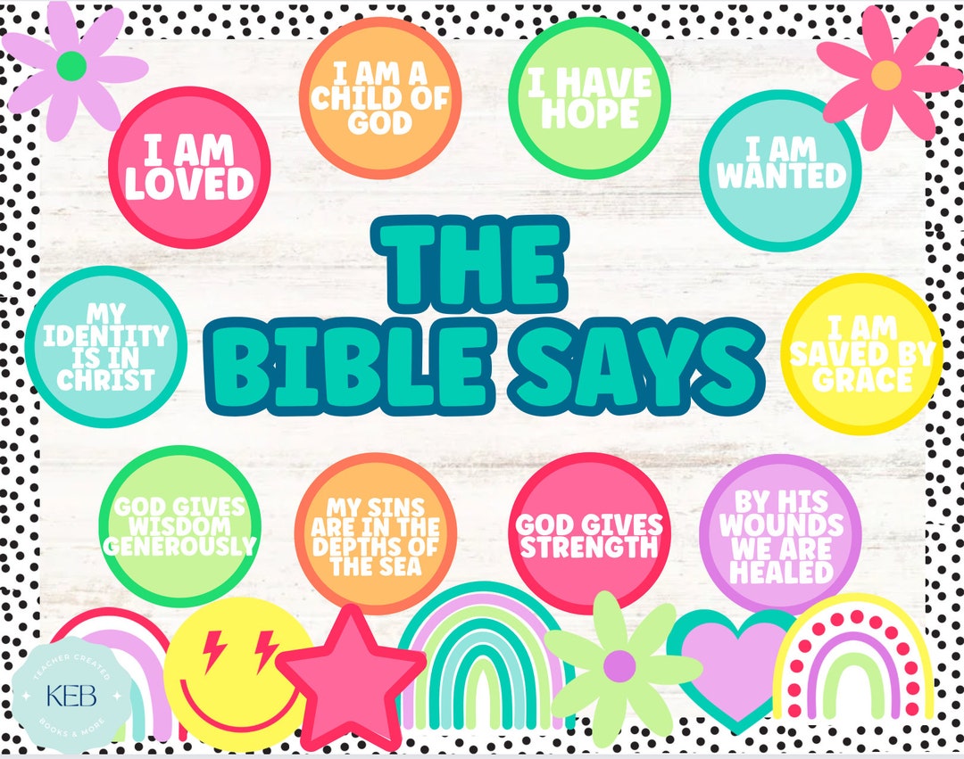The Bible Says Bright Bulletin Board Kit With Gods Promises for Kids - Etsy