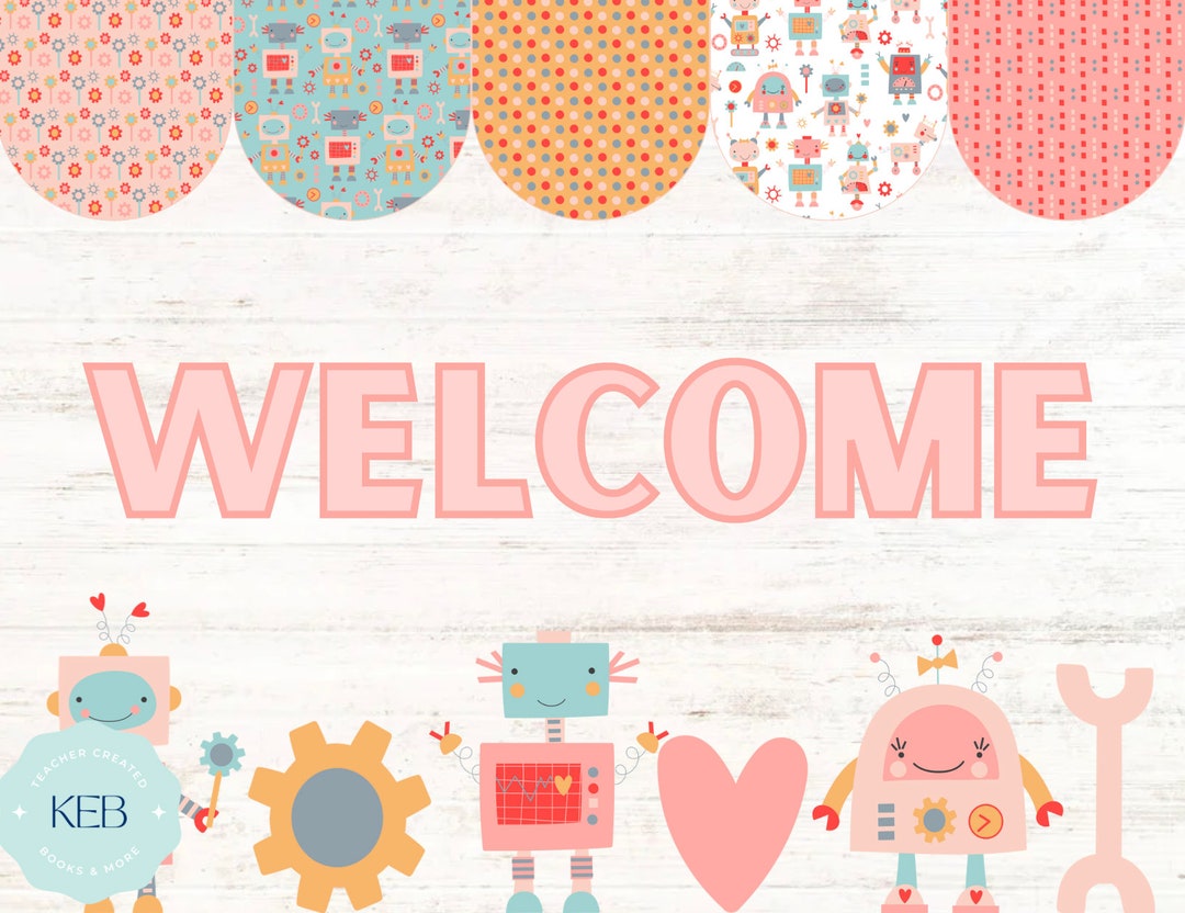 Pink Robot Welcome Bulletin Board Kit - Etsy