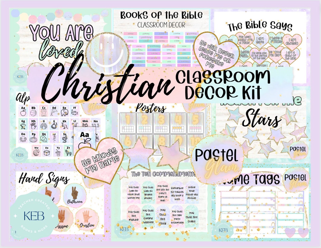 EDITABLE Pastel Christian Classroom Decor Kit Bundle With 17 Products ...