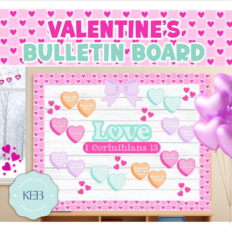 Valentine’s Day Christian Door | 1 Corinthians 13 Love Scripture Décor ...