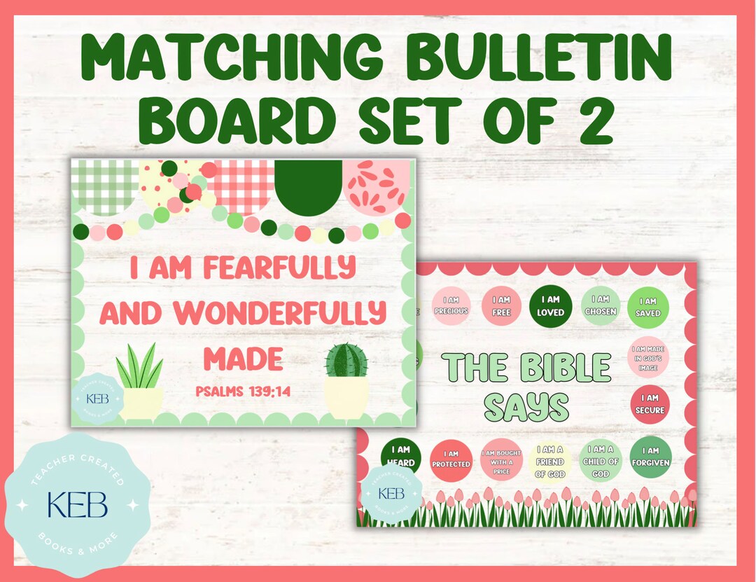 2 Matching Biblical Affirmation Bible Verse Botanical Bulletin Board ...