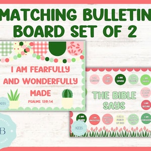 2 Matching Biblical Affirmation Bible Verse Botanical Bulletin Board ...