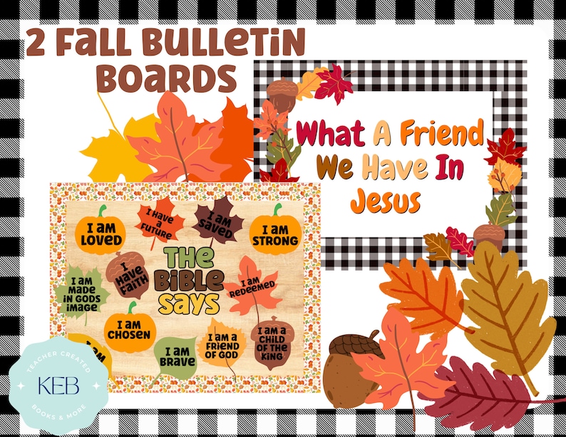 2 Fall Bulletin Boards Friend in Jesus & Bible Affirmations for Sunday ...