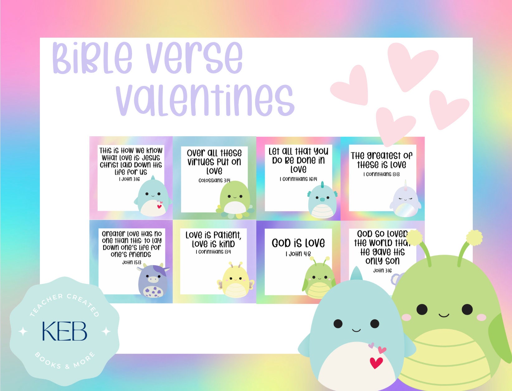 Printable Bible Verse Valentines With Squishies - Etsy