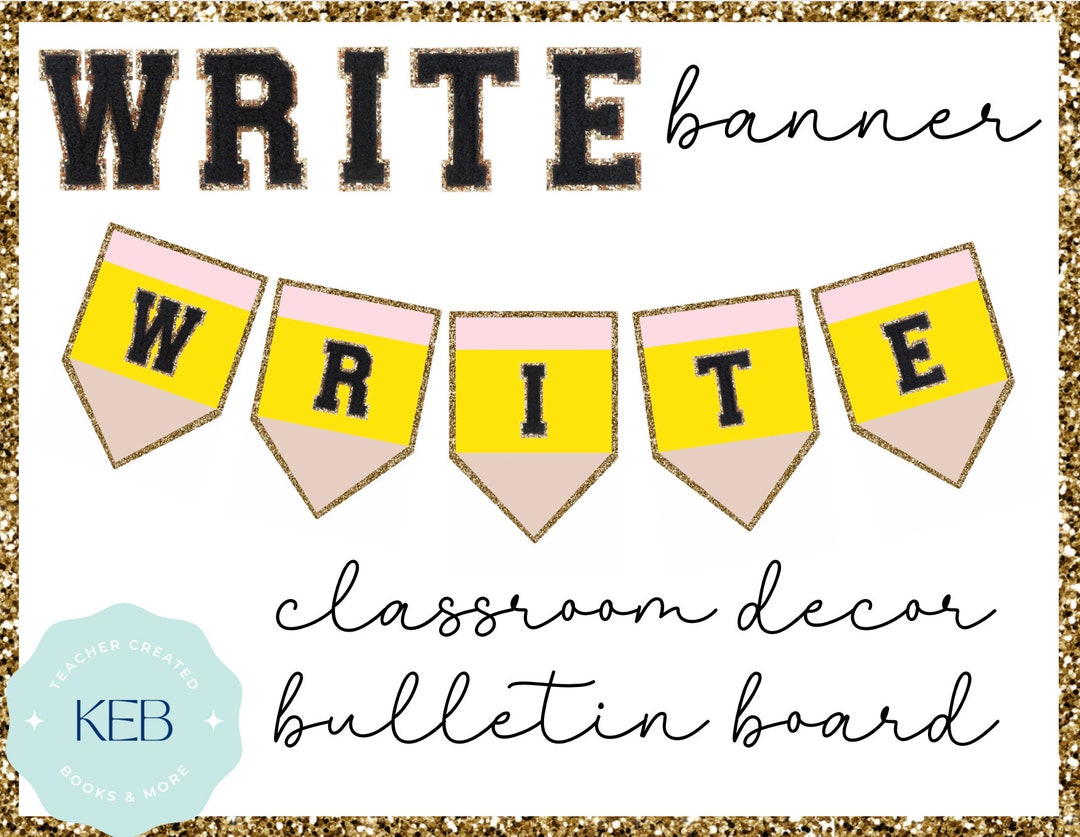WRITE Glitter Pencil Banner - Etsy