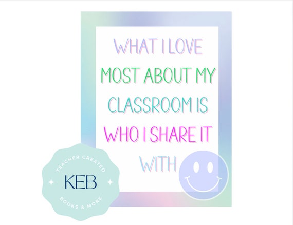 Bright What I Love Most Classroom Poster - Etsy