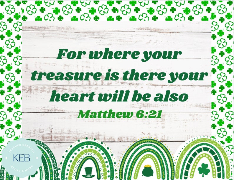 Treasure Bible Verse St Patrick’s March Bulletin Board Kit - Etsy