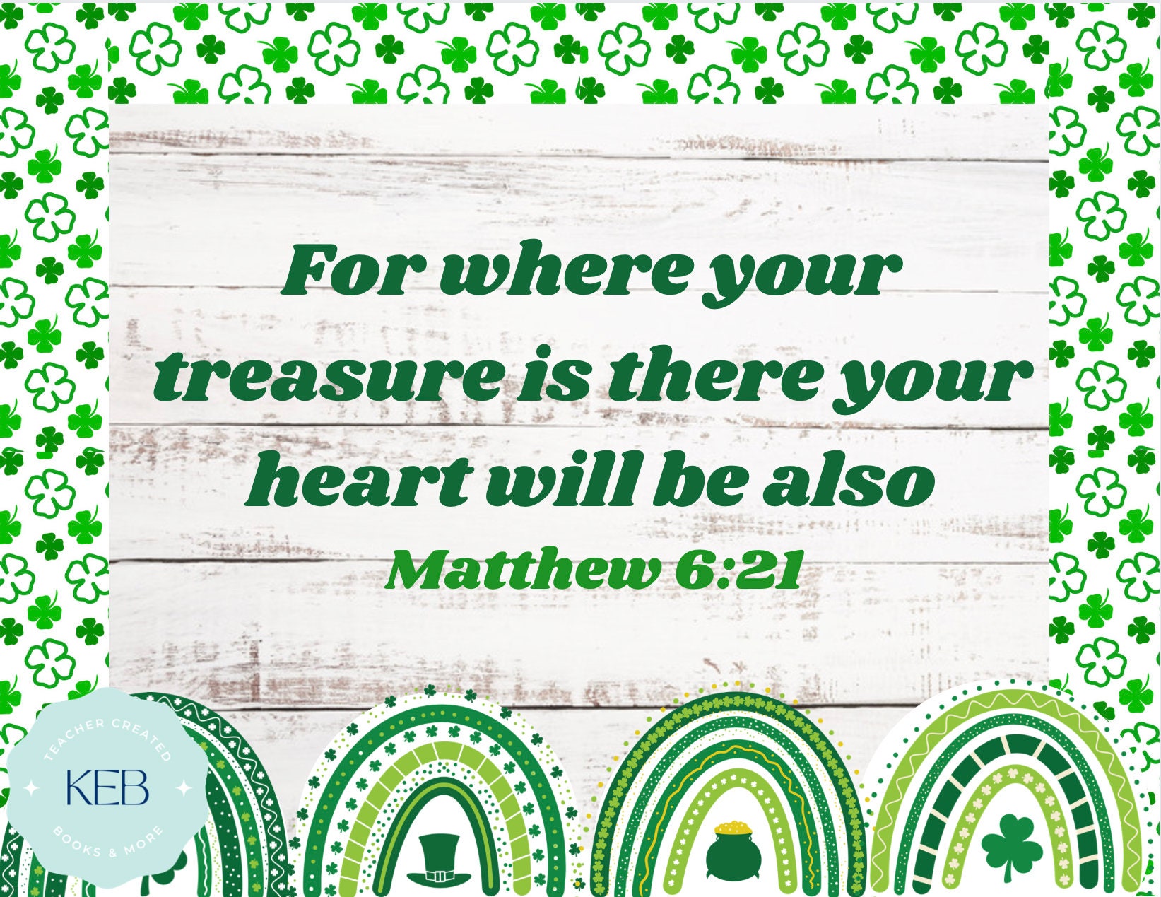 Treasure Bible Verse St Patrick’s March Bulletin Board Kit - Etsy