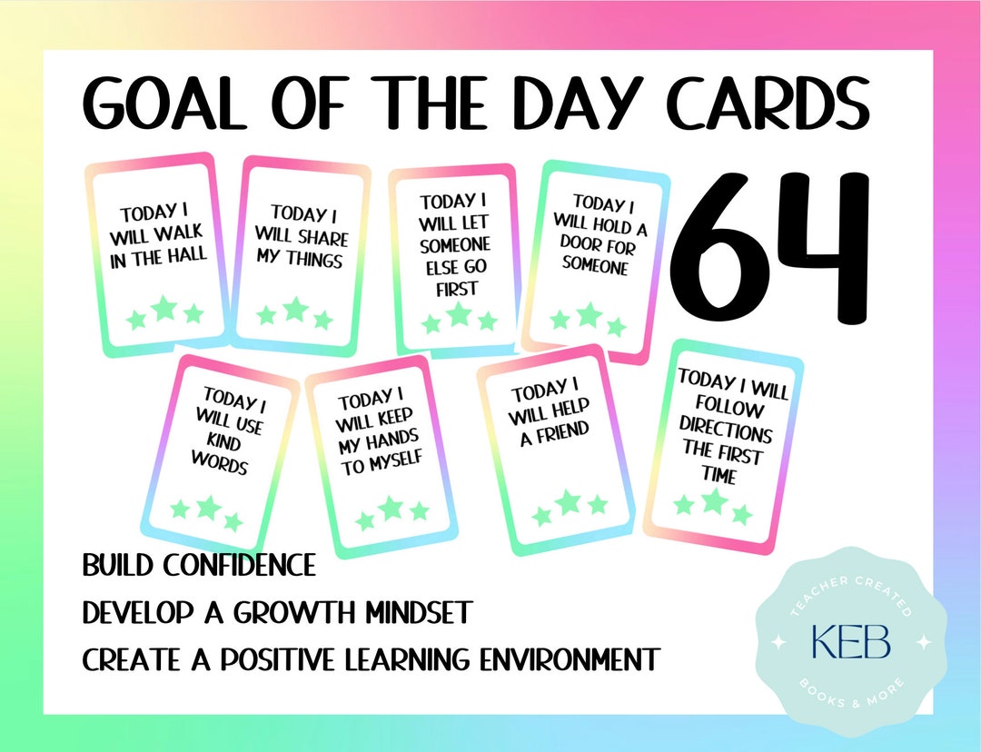 64 Goal of the Day Cards for Classroom Management - Etsy