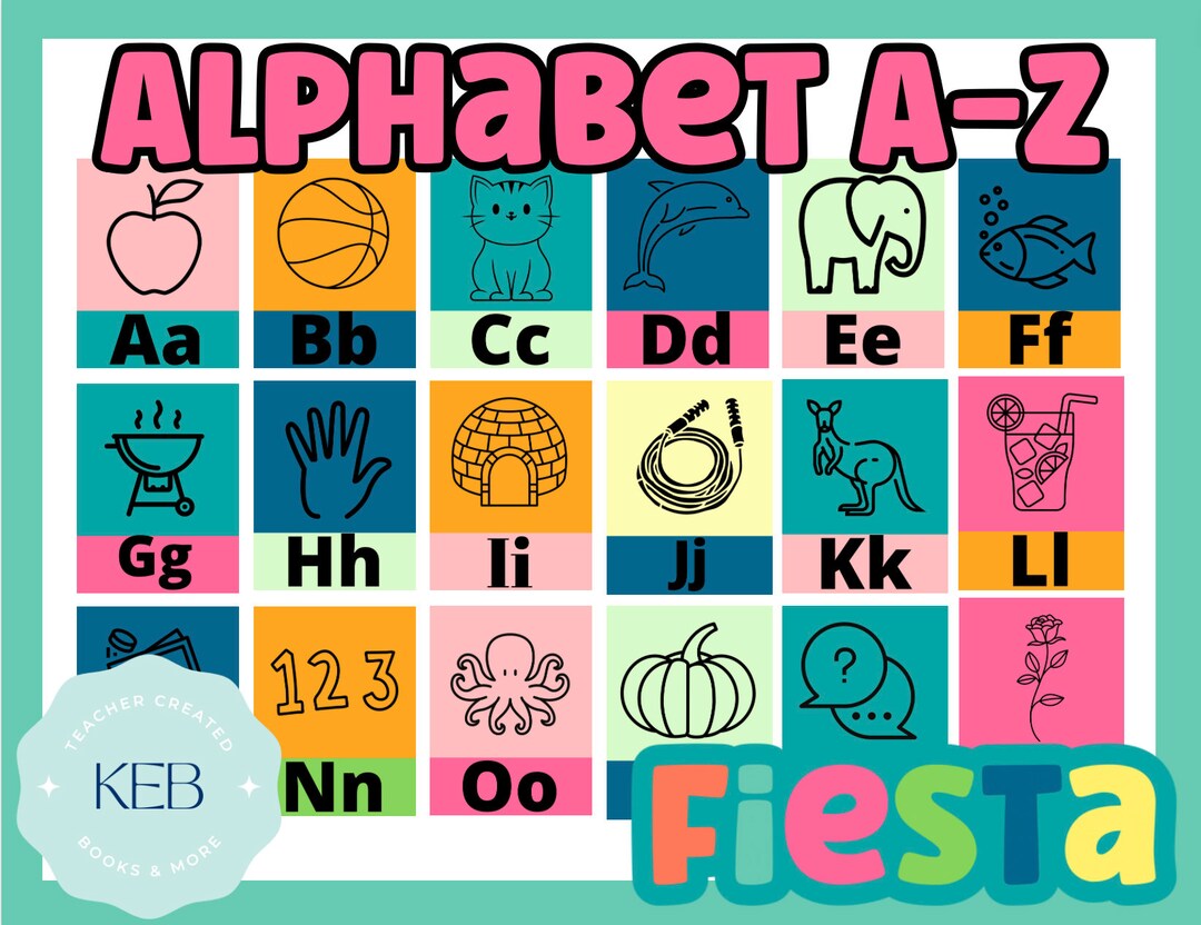 A-Z Color Block Fiesta Alphabet Posters - Etsy