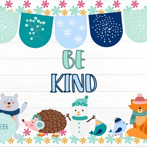 Be Kind Snow Flake & Animal January Bulletin Board Kit - Etsy