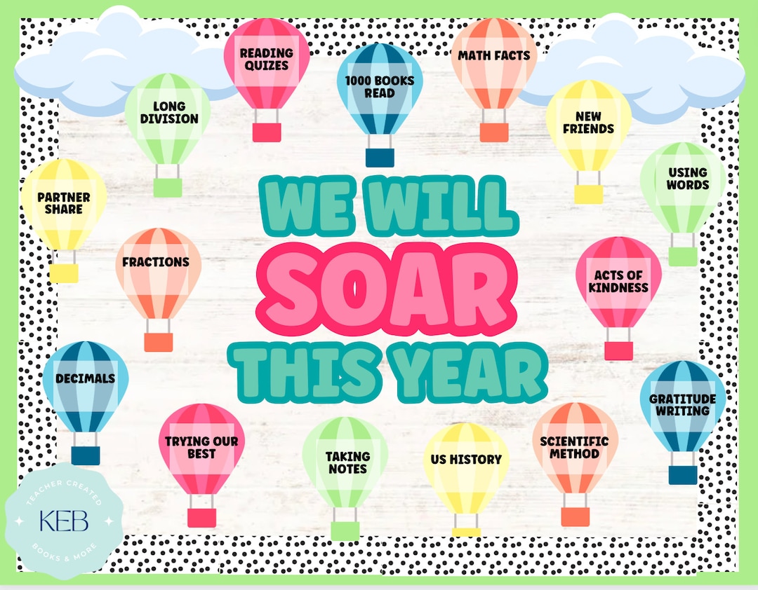 Editable Beginning of the Year Goals Hot Air Balloon Bulletin Board - Etsy