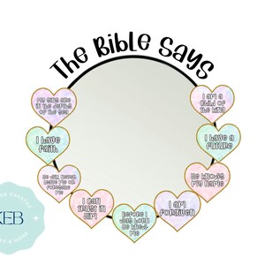 Pastel Glam Biblical Affirmation Heart Mirror or Bulletin Board Kit - Etsy