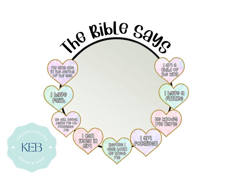Pastel Glam Biblical Affirmation Heart Mirror or Bulletin Board Kit - Etsy