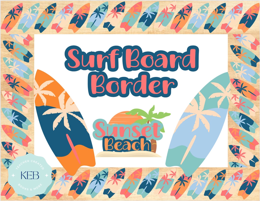Surf Board Sunset Beach Bulletin Board Border - Etsy