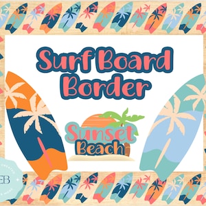 Surf Board Sunset Beach Bulletin Board Border - Etsy