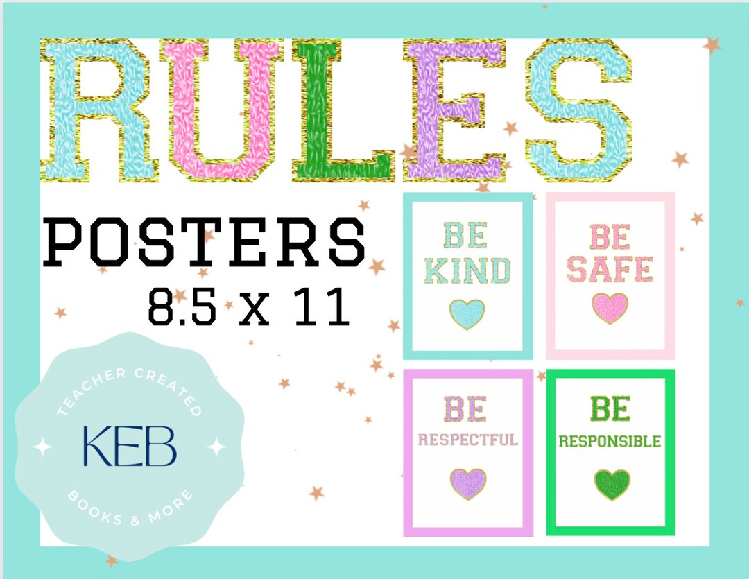 4 Varsity Glitter Rules Posters - Etsy