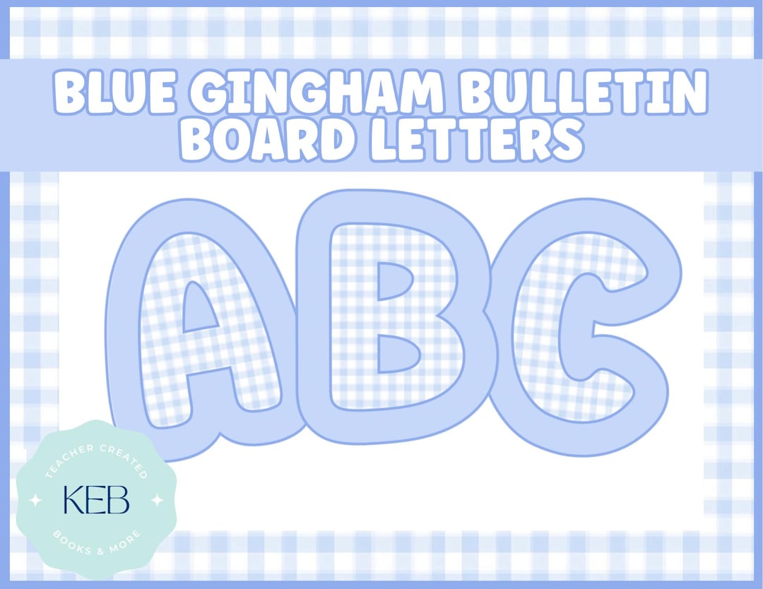 Blue Gingham Bulletin Board Letters - Etsy