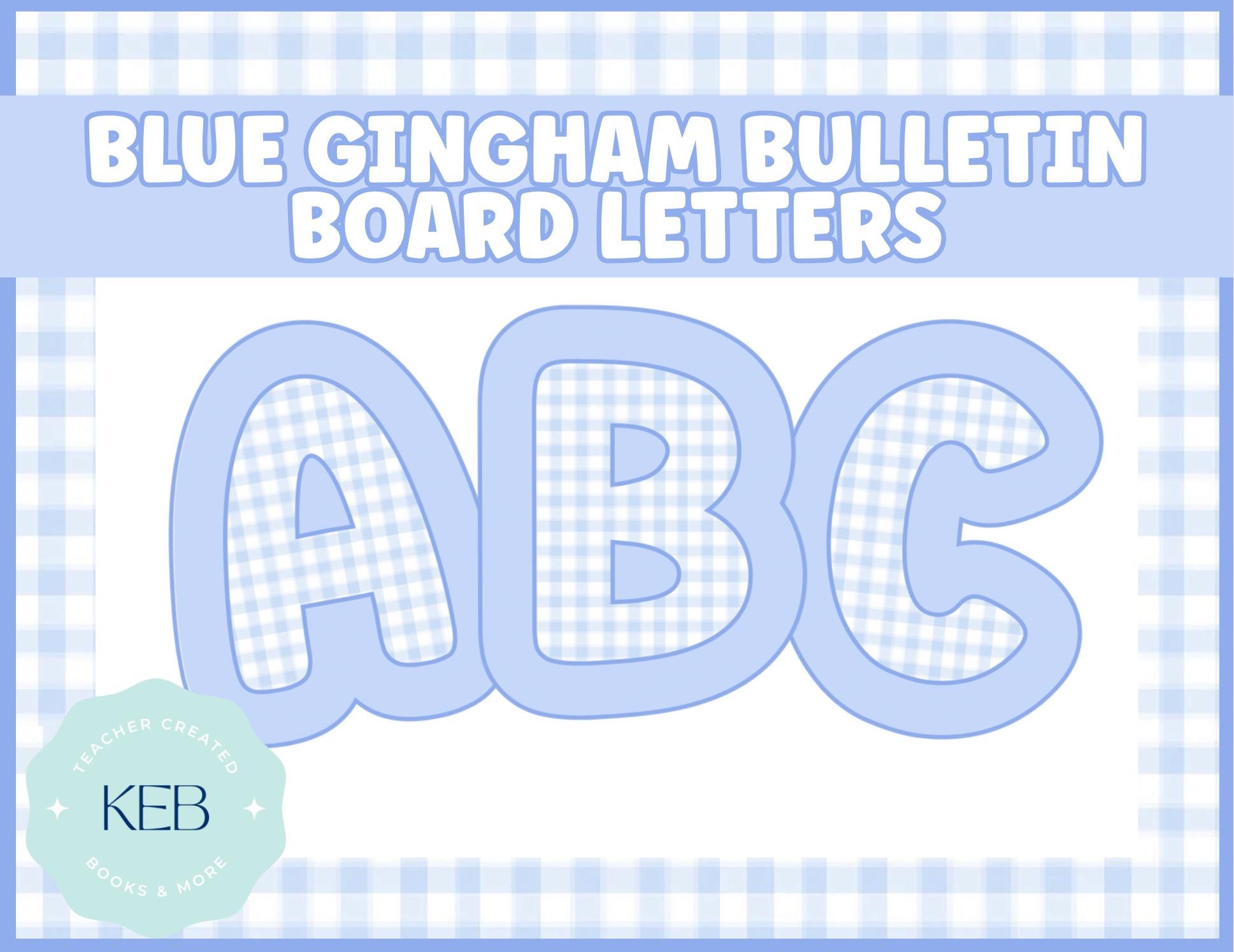 Blue Gingham Bulletin Board Letters - Etsy