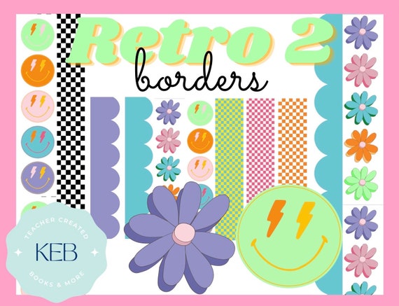 Retro 2 Checkered Smile Scalloped & Flower Borders for - Etsy