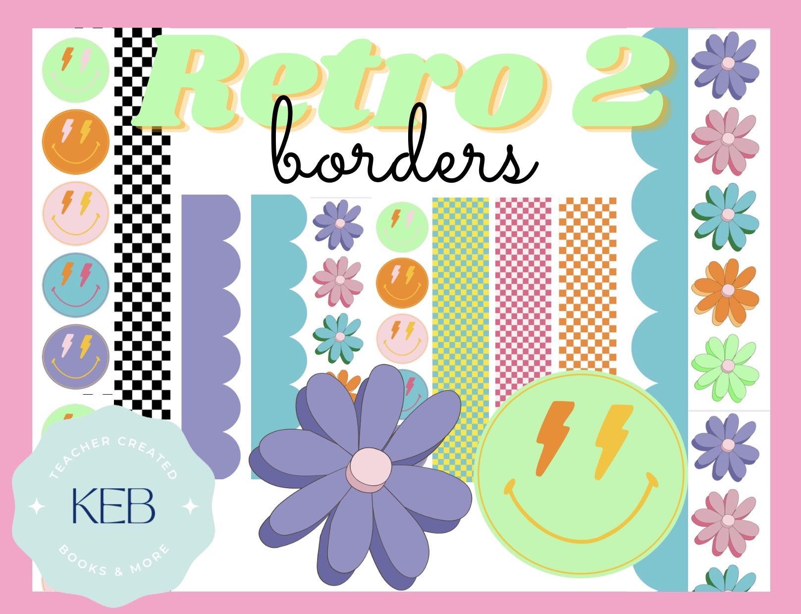 Retro 2 Checkered, Smile, Scalloped & Flower Borders for Bulletin ...