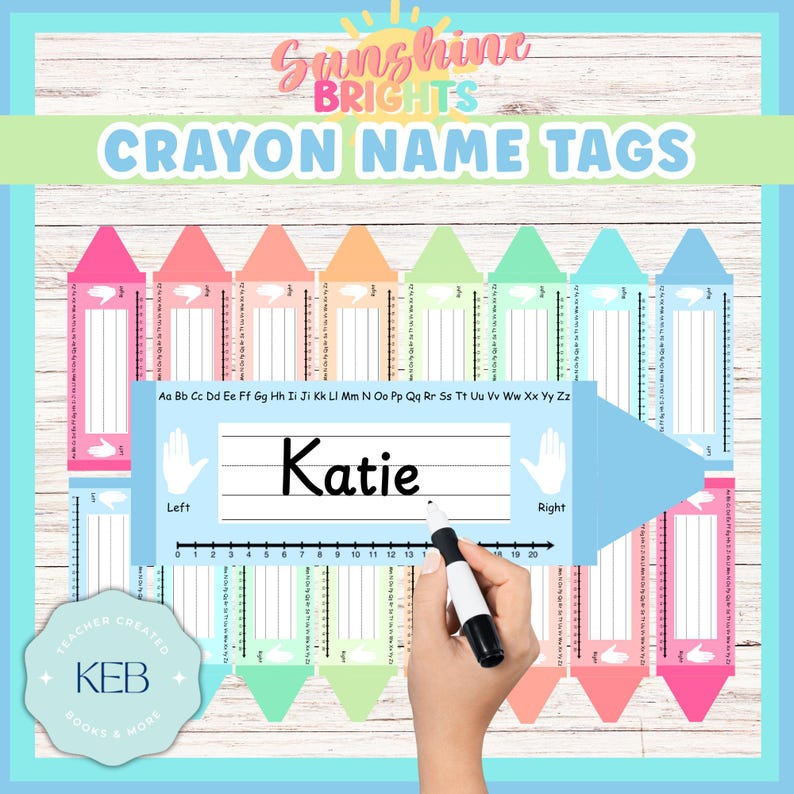 Sunshine Brights Crayon Name Tags | Colorful Classroom Decor - Etsy