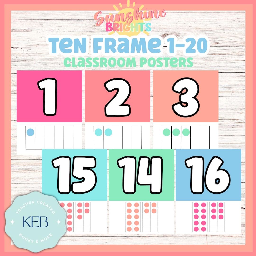 Sunshine Bright Ten Frame Posters | Math Classroom Decor | Rainbow ...