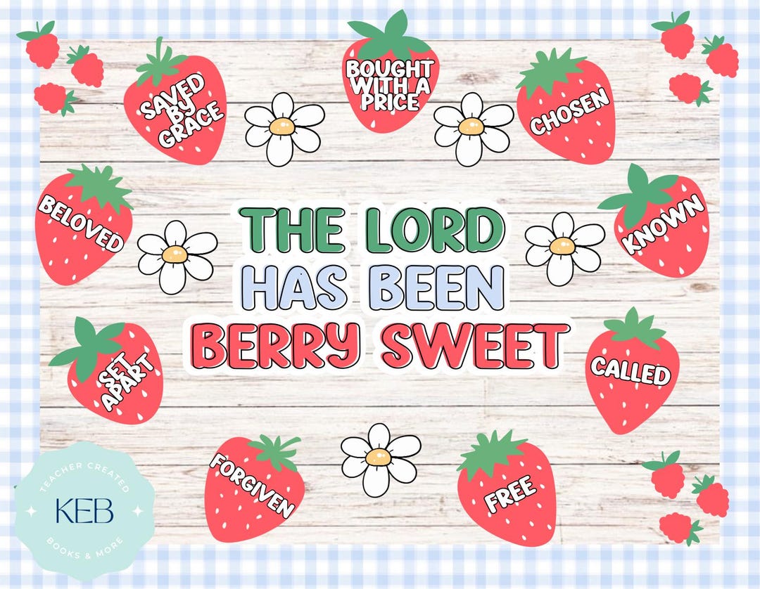 Gingham Biblical Affirmation Strawberry Bulletin Board Kit - Etsy