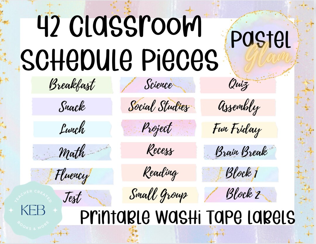 42 Pastel Glam Printable Classroom Schedule Pieces - Etsy