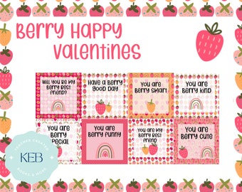 Printable Cute Strawberry Valentine Cards INSTANT DOWNLOAD Strawberry ...