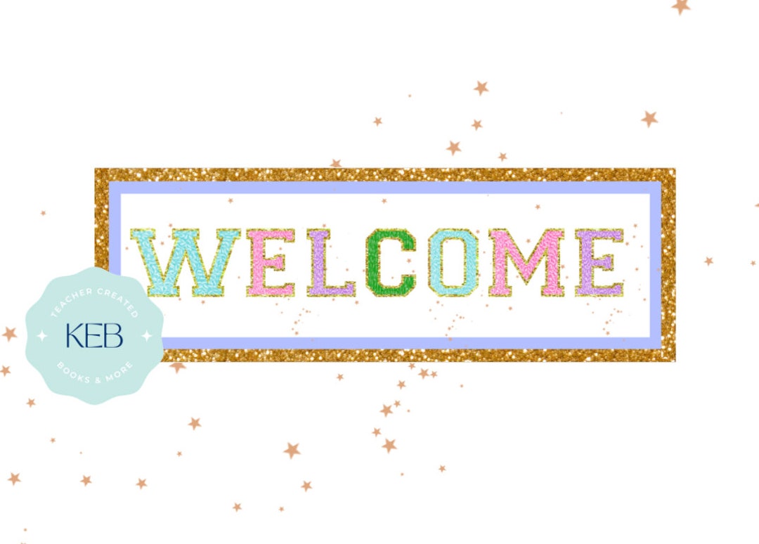 Rainbow Varsity Glitter Welcome Sign - Etsy
