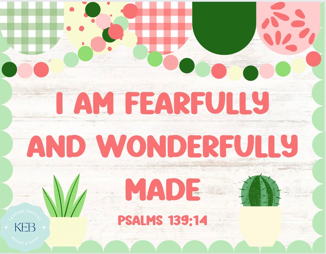 Fearfully and Wonderfully Made Psalms Botanical Bulletin Board Kit - Etsy