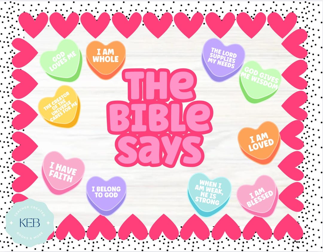 Biblical Affirmation Heart 2 Bulletin Board Kit - Etsy