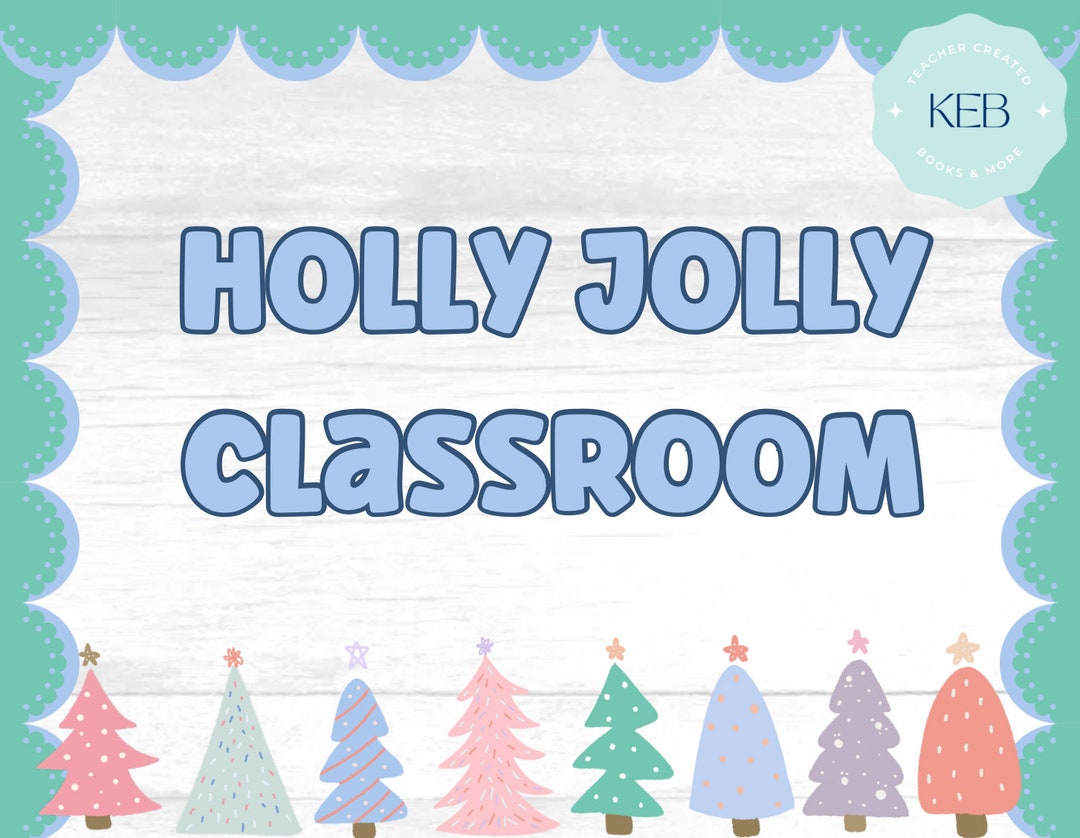 Holly Jolly Classroom Christmas Pastel Bulletin Board Kit - Etsy
