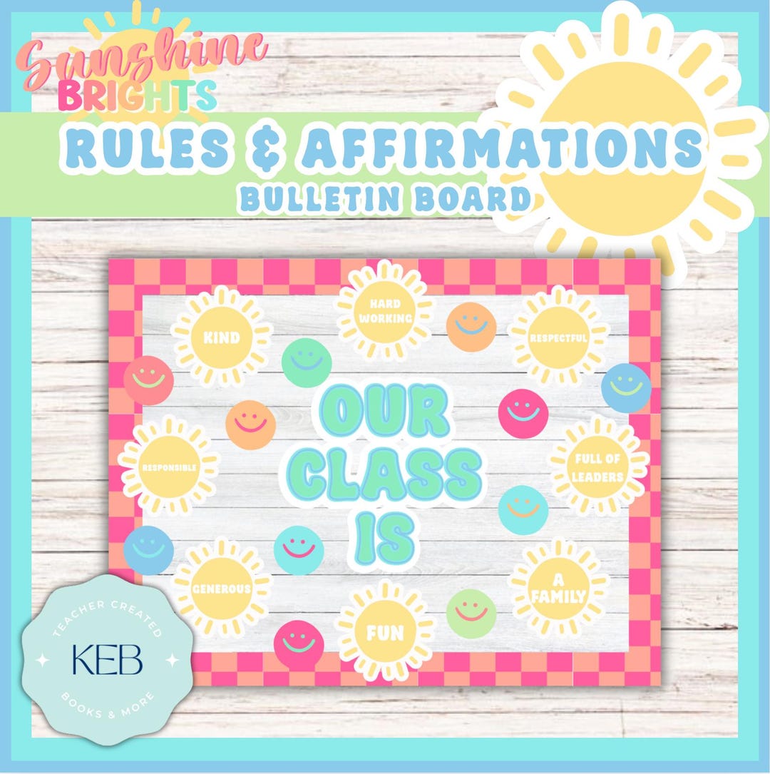 Sunshine Bright Affirmations Display | Rainbow Classroom Decor ...