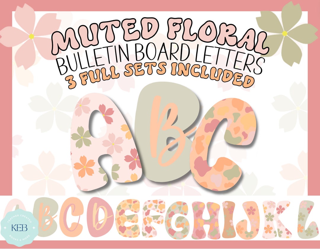3 Sets of Muted Floral Bulletin Board Letters A-Z - Etsy