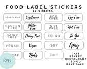 Minimalist Food Label Stickers for Cafes Bakeries - Etsy