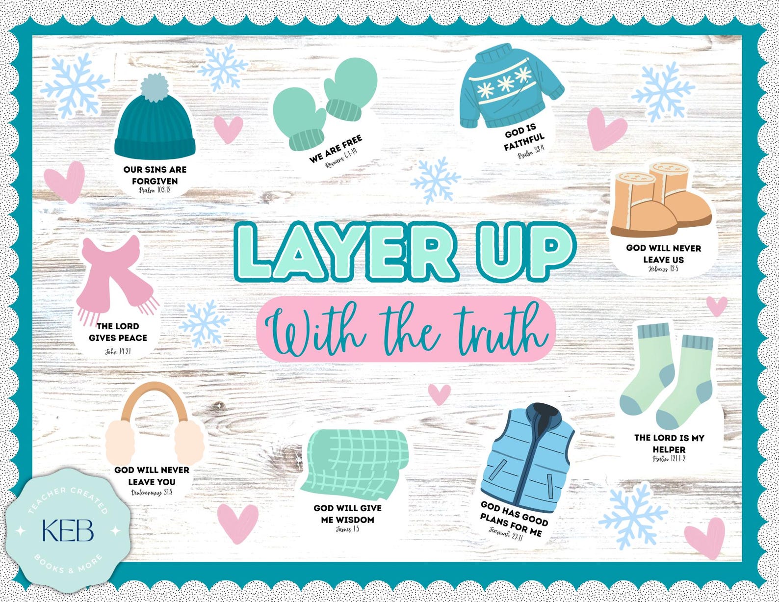 Christian Bulletin Board | Winter Blue Biblical Promises | Elementary ...