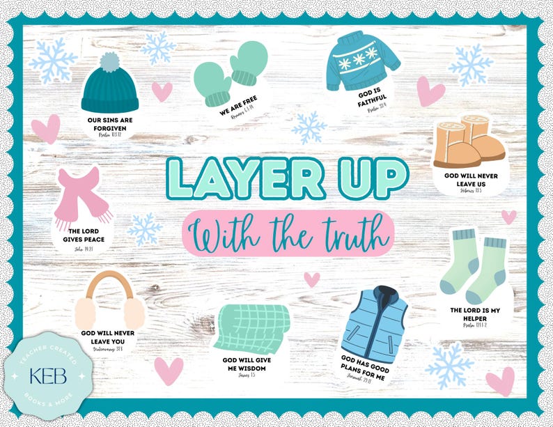 Christian Bulletin Board | Winter Blue Biblical Promises | Elementary ...