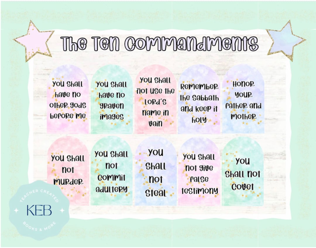 Pastel Glam 10 Commandments Bible Verse Bulletin Board Kit - Etsy