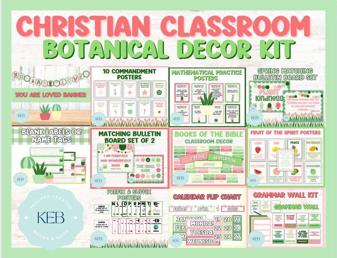 Botanical Christian Classroom Decor Bundle - Etsy