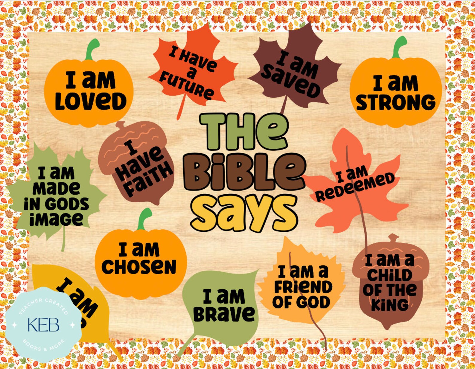 Biblical Affirmation Fall Pumpkin Bulletin Board Kit - Etsy