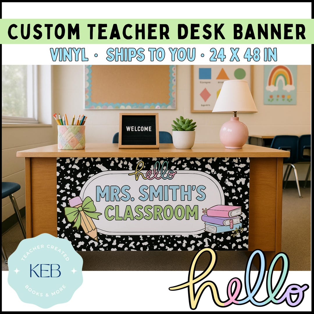 Custom Teacher Desk Banner | Personalized Classroom Sign | 24x48 Vinyl ...