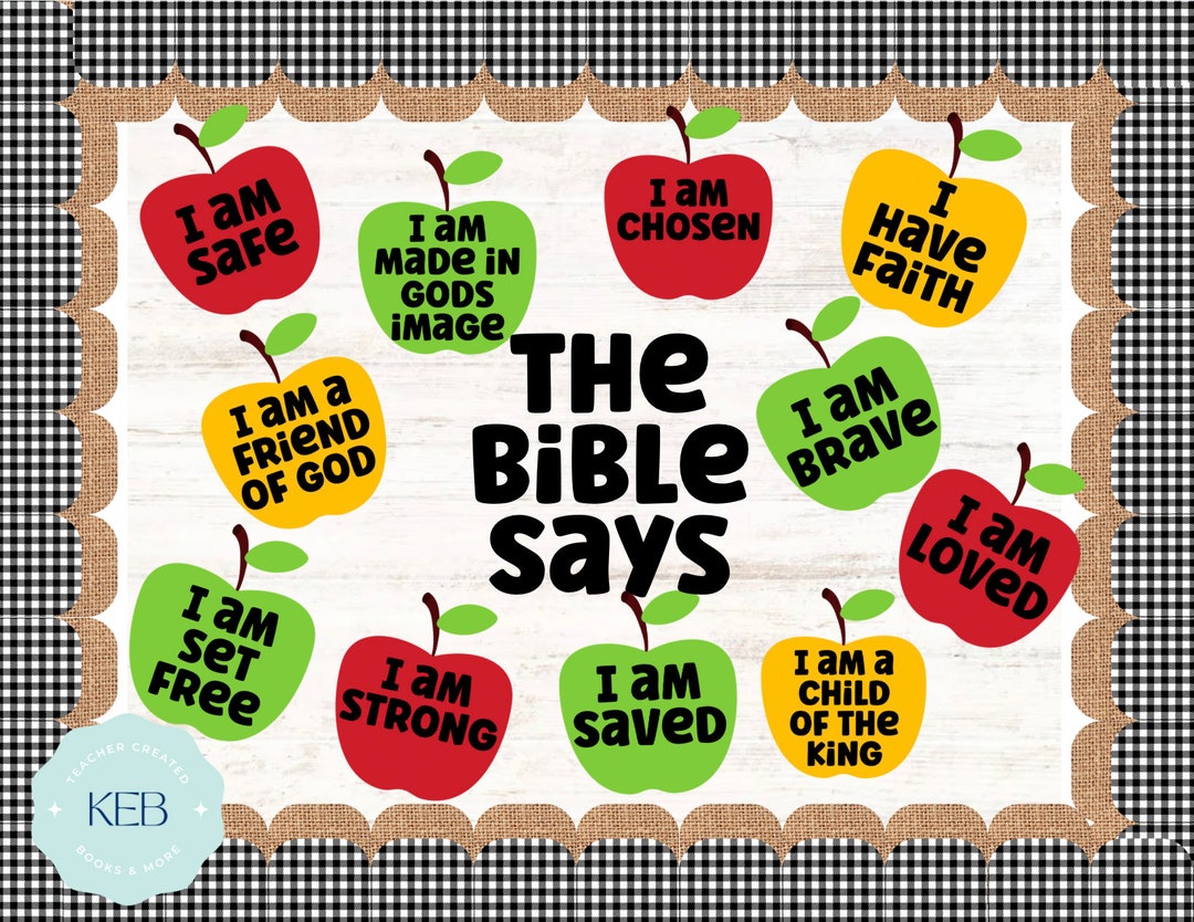 Biblical Affirmation Fall Apple Bulletin Board Kit - Etsy