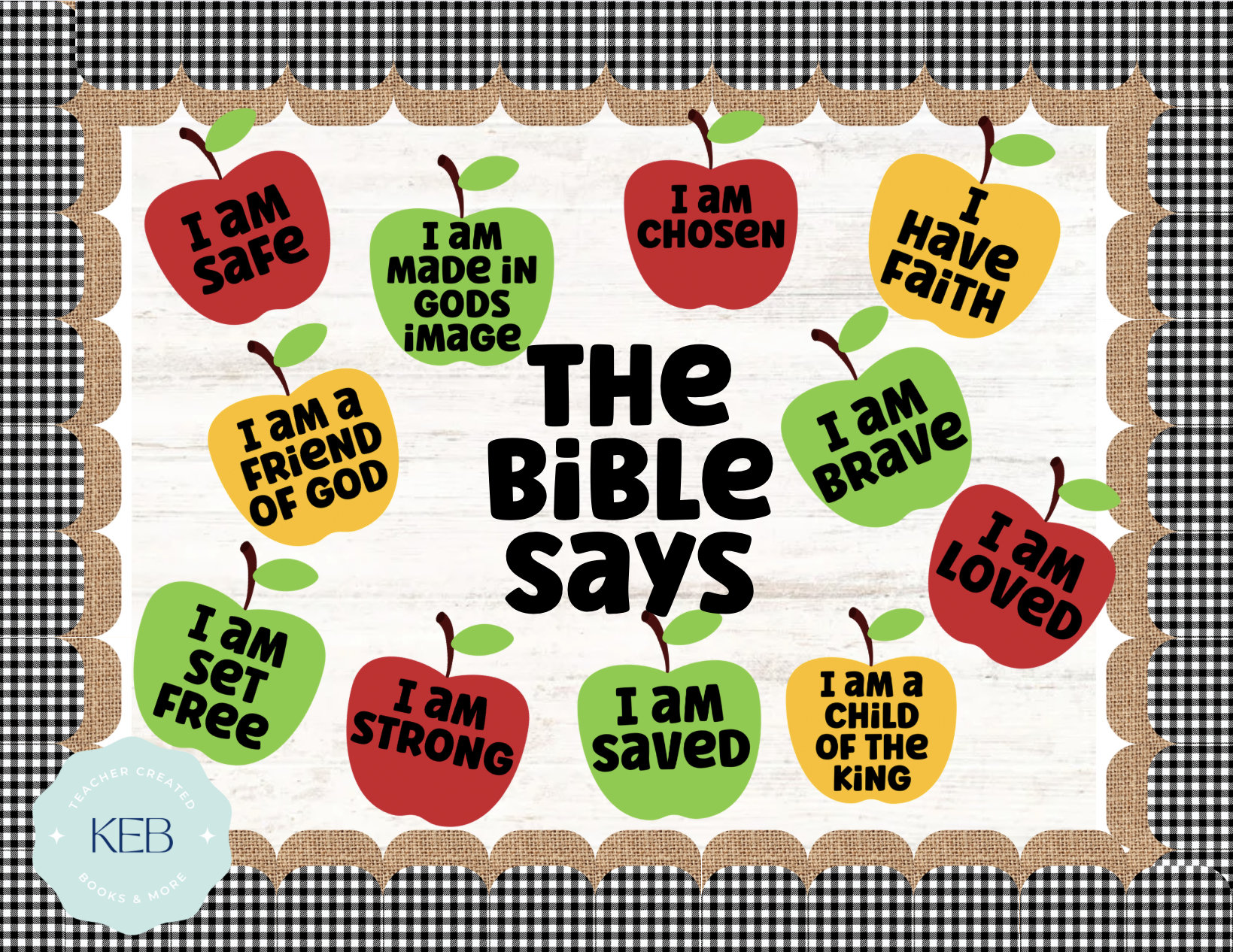 Biblical Affirmation Fall Apple Bulletin Board Kit - Etsy