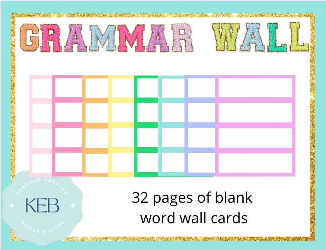 Bright Glitter Grammar Wall Kit for the Classroom - Etsy