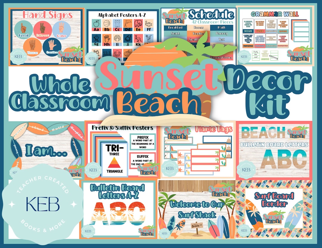Sunset Beach Whole Classroom Decor Kit - Etsy