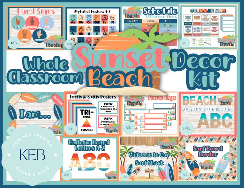 Sunset Beach Whole Classroom Decor Kit - Etsy