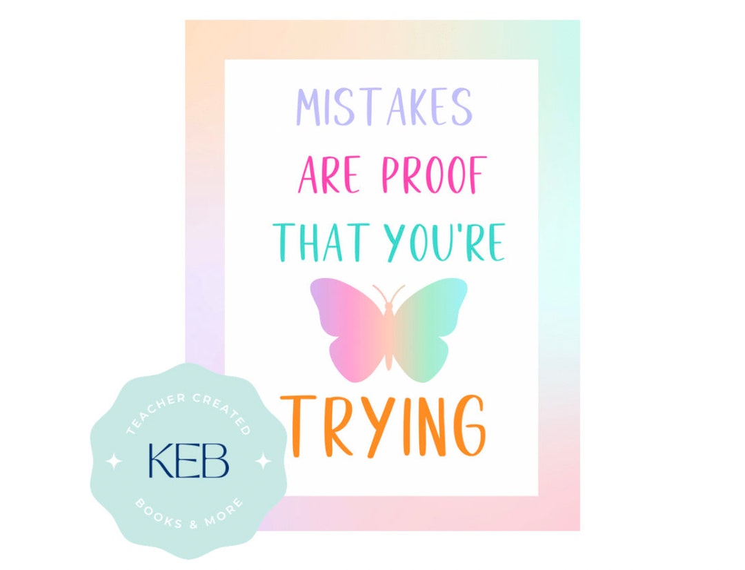 Mistakes Are Proof You're Trying Poster - Etsy
