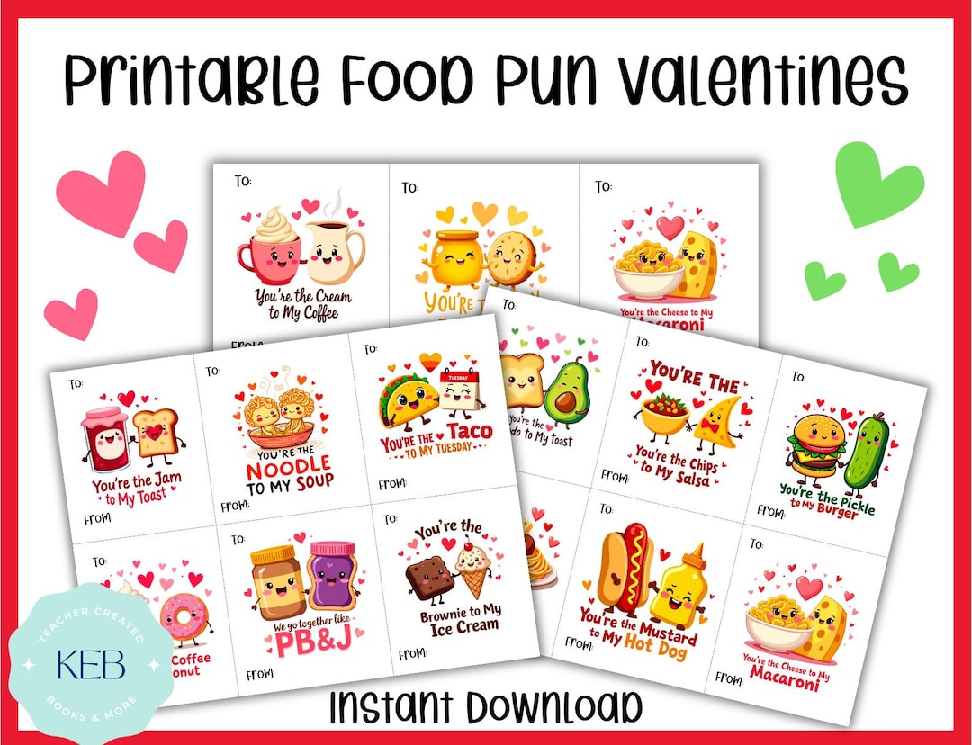 Printable Food Pun Valentines - Etsy